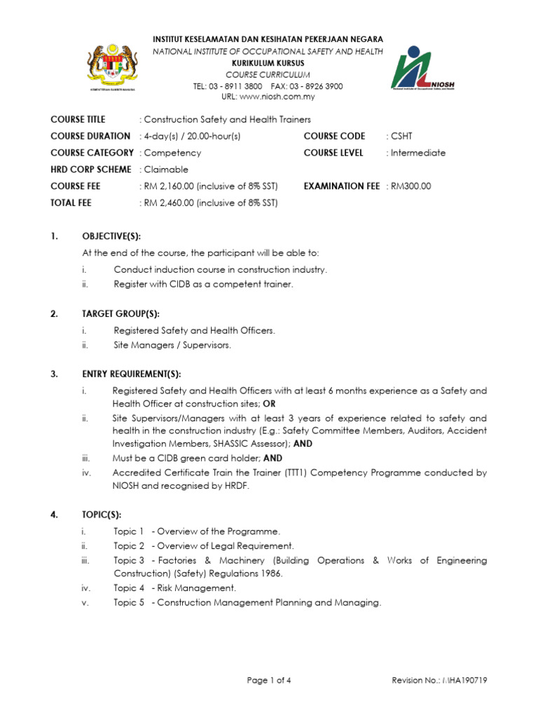 NIOSH-PDD-CSHT | PDF | Occupational Safety And Health | Safety NIOSH-PDD-CSHT | PDF | Occupational Safety And Health | Safety