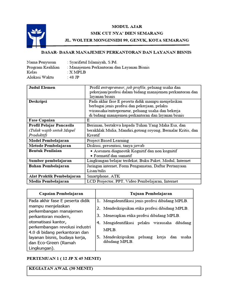 Modul Ajar 3 Dasar MPLB | PDF