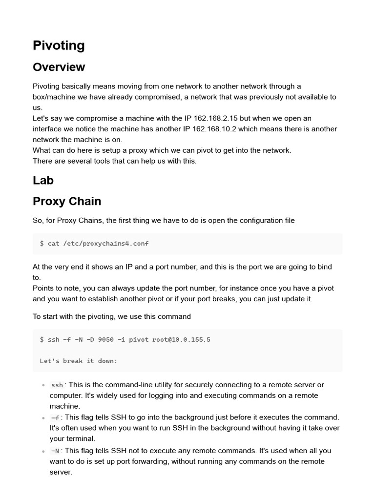 Pivoting | Download Free PDF | Secure Shell | Proxy Server