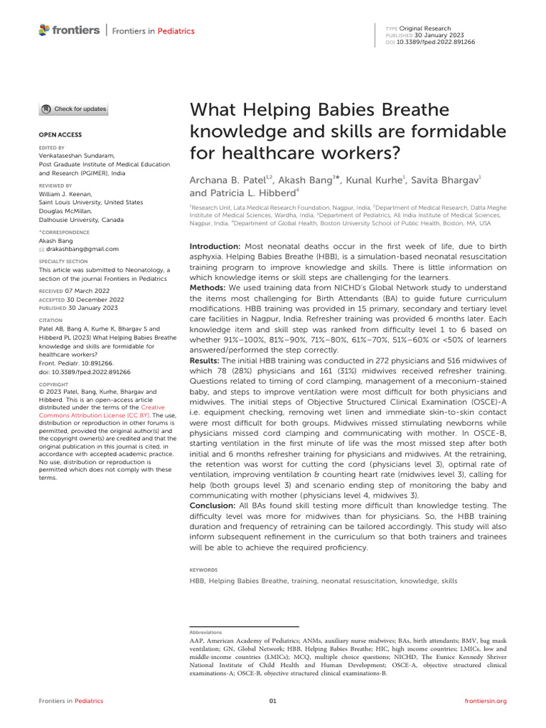 2023 Frontiers HBB Difficulty | PDF | Health Care | Medicine