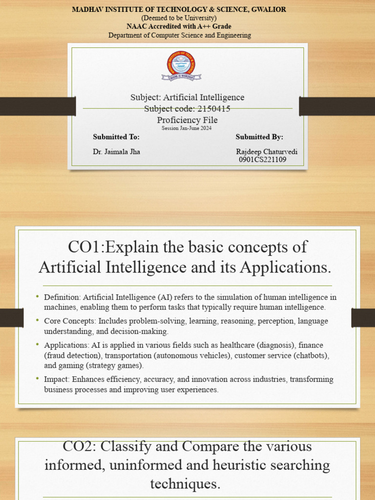 Subject: Artificial Intelligence Subject Code: 2150415 Proficiency File | PDF | Machine Learning ...