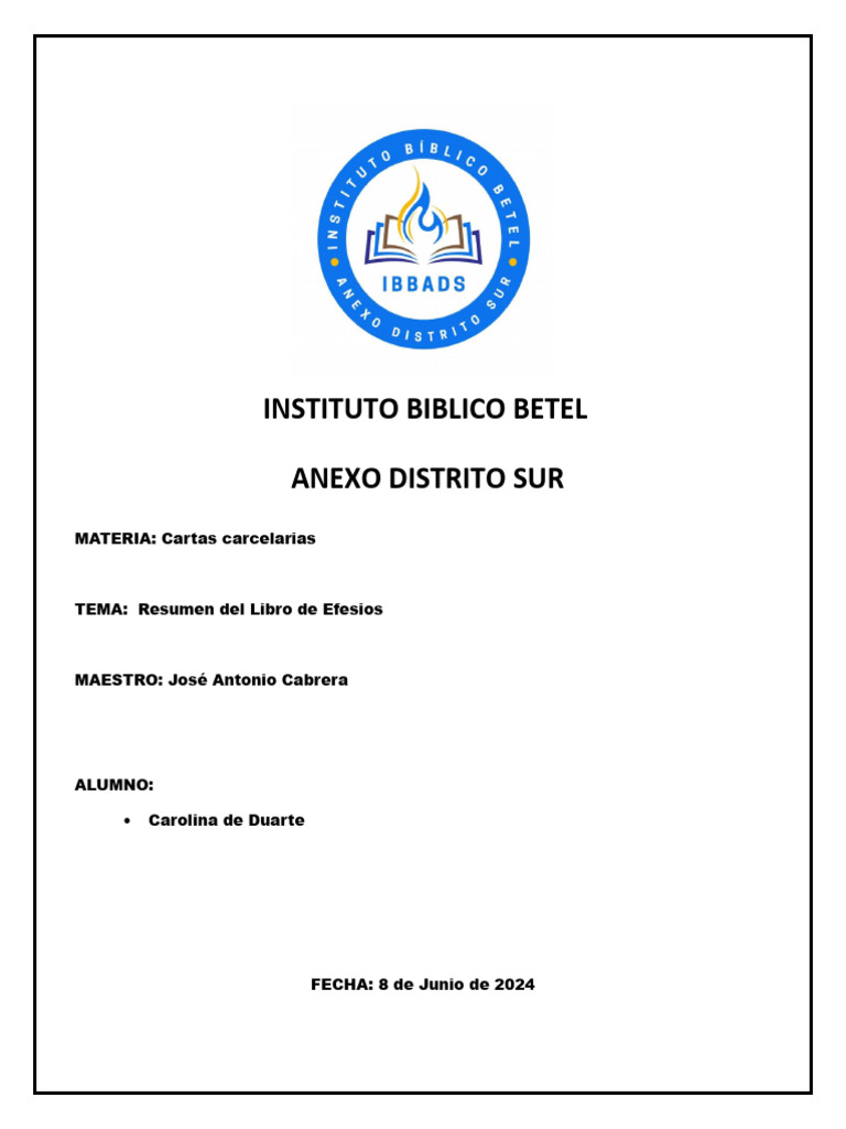 Resumen Efesios | PDF | Pablo el apóstol | Epístola a los efesios