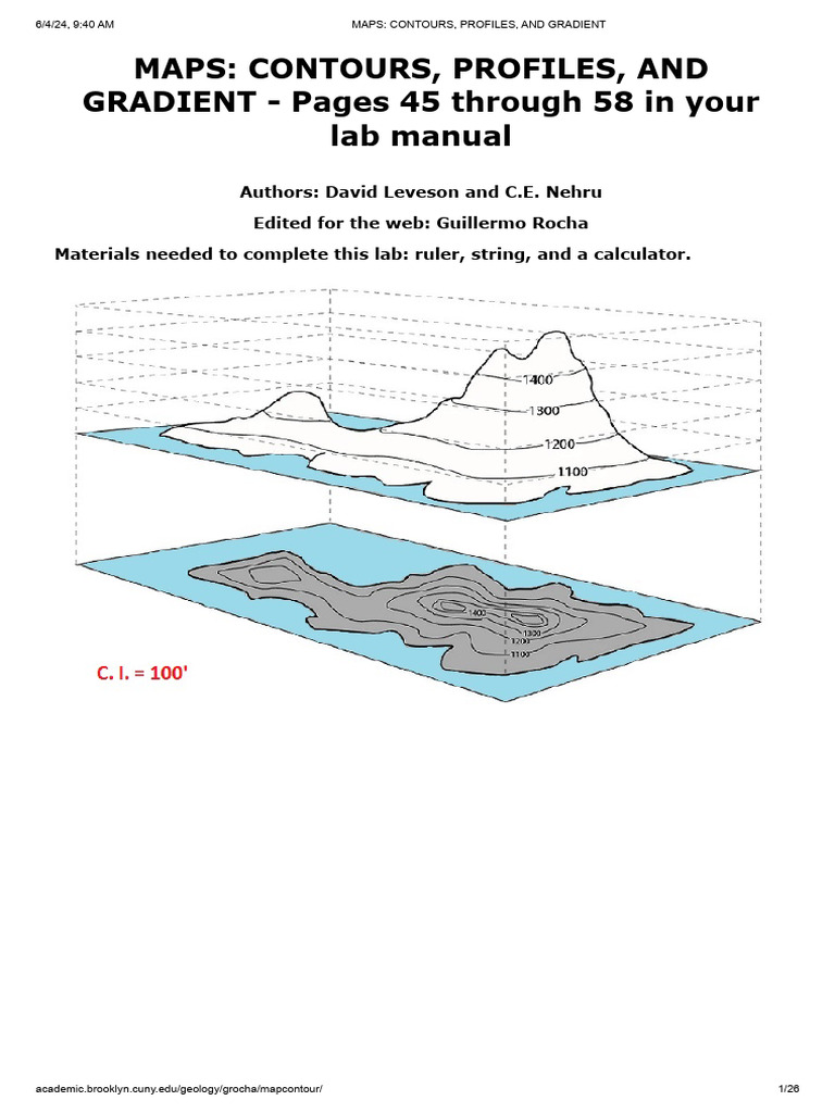 Maps - Contours, Profiles, and Gradient | PDF | Contour Line | Topography