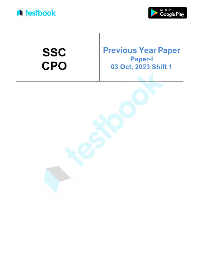 SSC CPO 2023 Paper-I Questions | PDF | Question | Mathematics