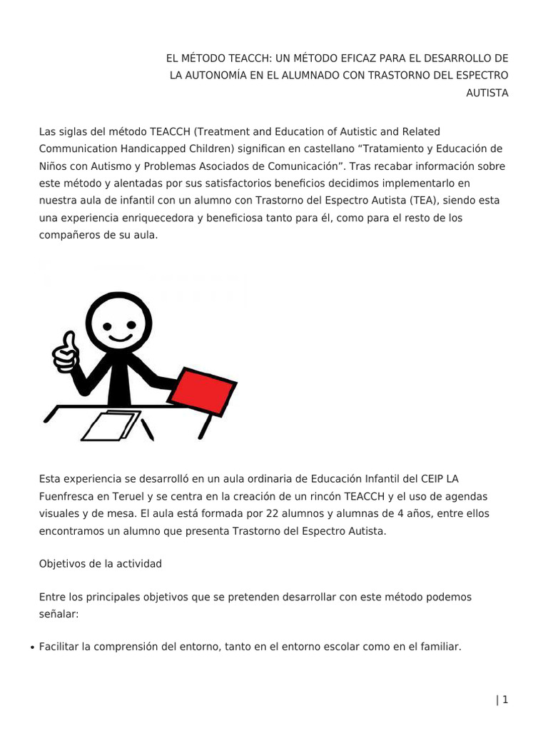 El Método Teacch | PDF | Espectro autista | Salón de clases