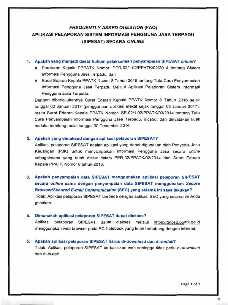 Faq Sipesat-Ppatk | PDF