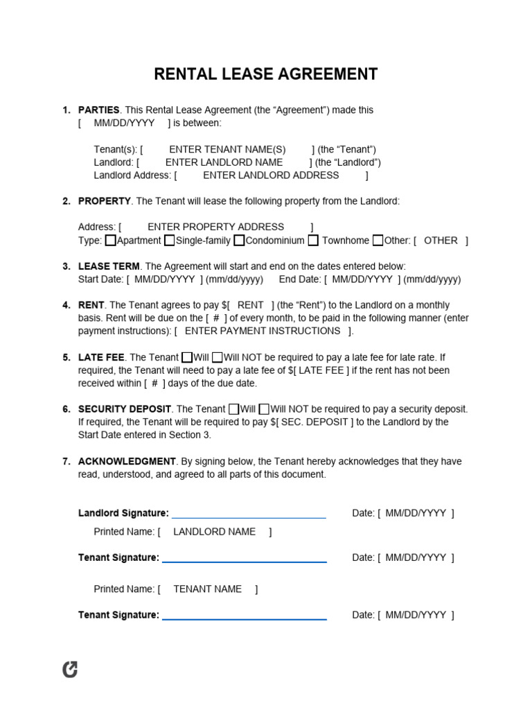 Simple 1 Page Lease Agreement | PDF