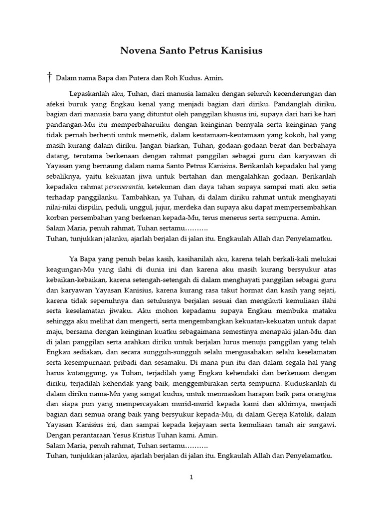 Novena Santo Petrus Kanisius | PDF