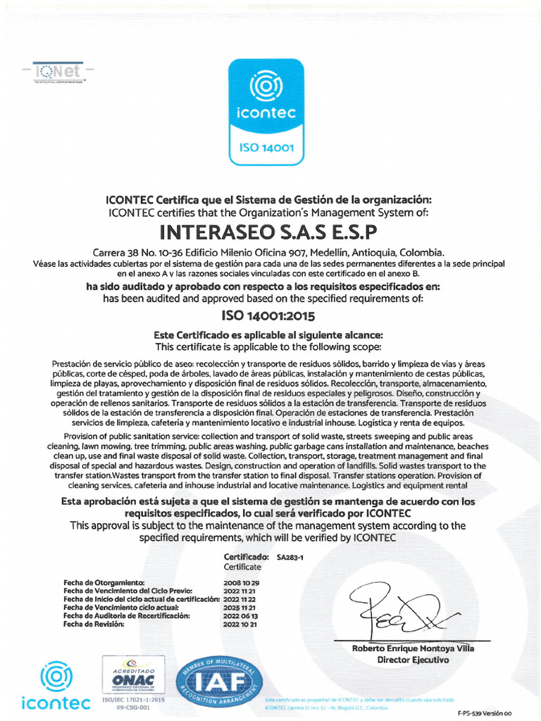 INTERASEO SAS 14001 | PDF