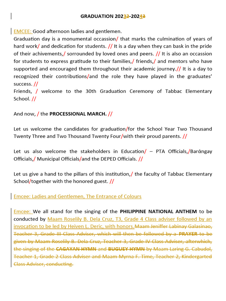 GRADUATION-SCRIPT-2022-2023 | PDF