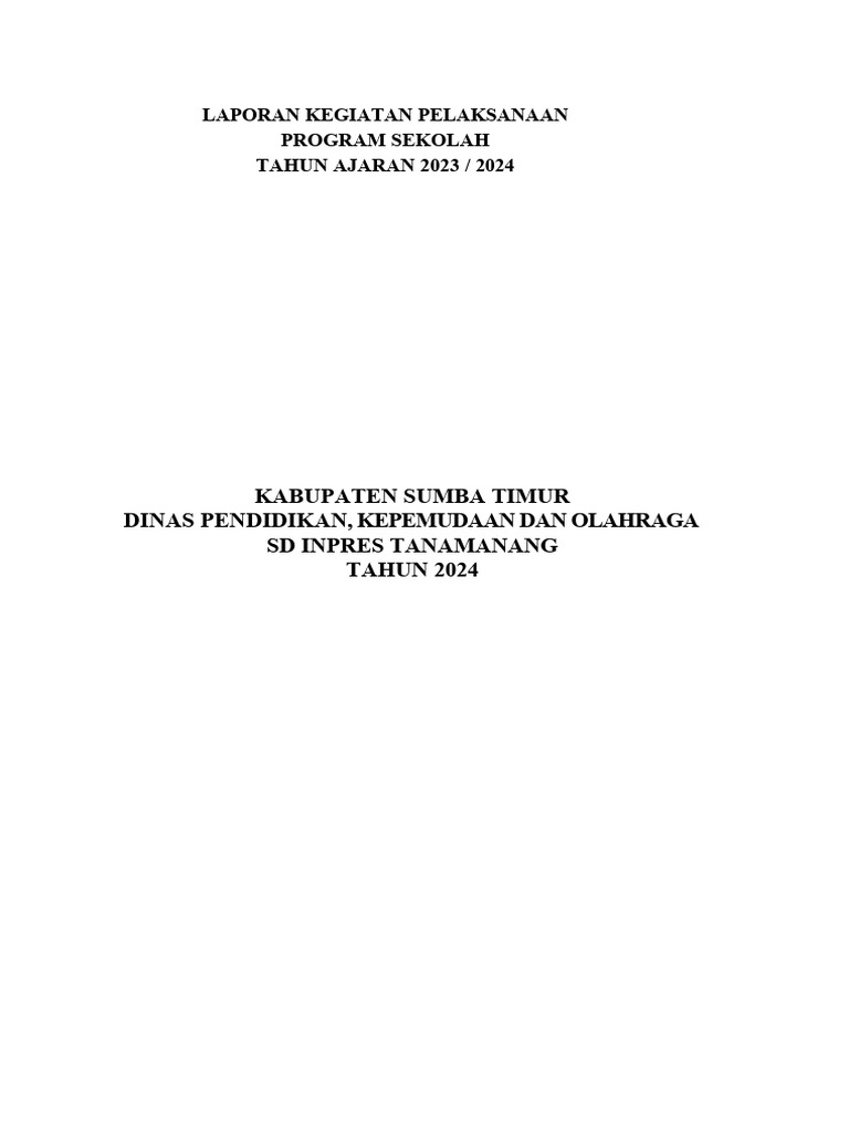 Laporan Satuan Pendidikan Sdi TMN 2024 | PDF