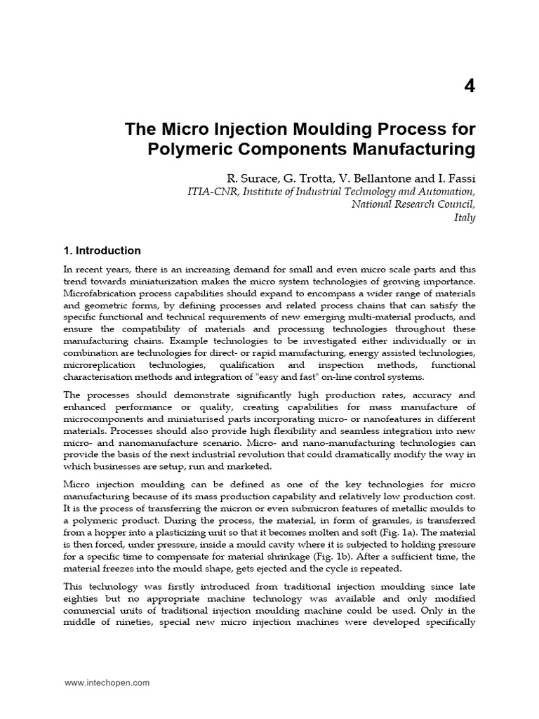 InTech-The Micro Injection Moulding Process For Polymeric Components ...