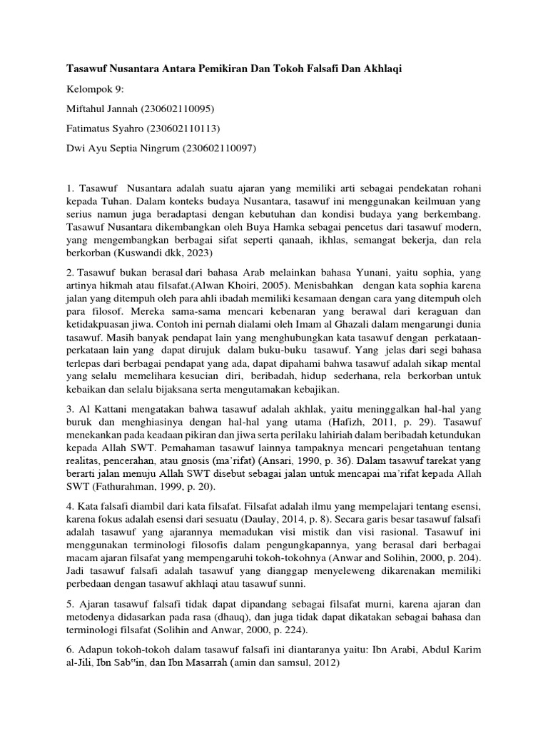 Tasawuf Nusantara Pemikiran Dan Tokoh Pdf