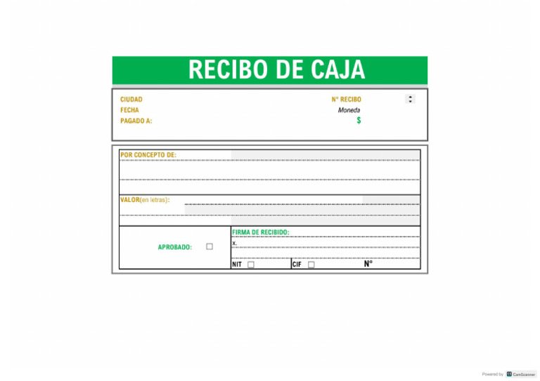 Formato Recibo de Caja | PDF
