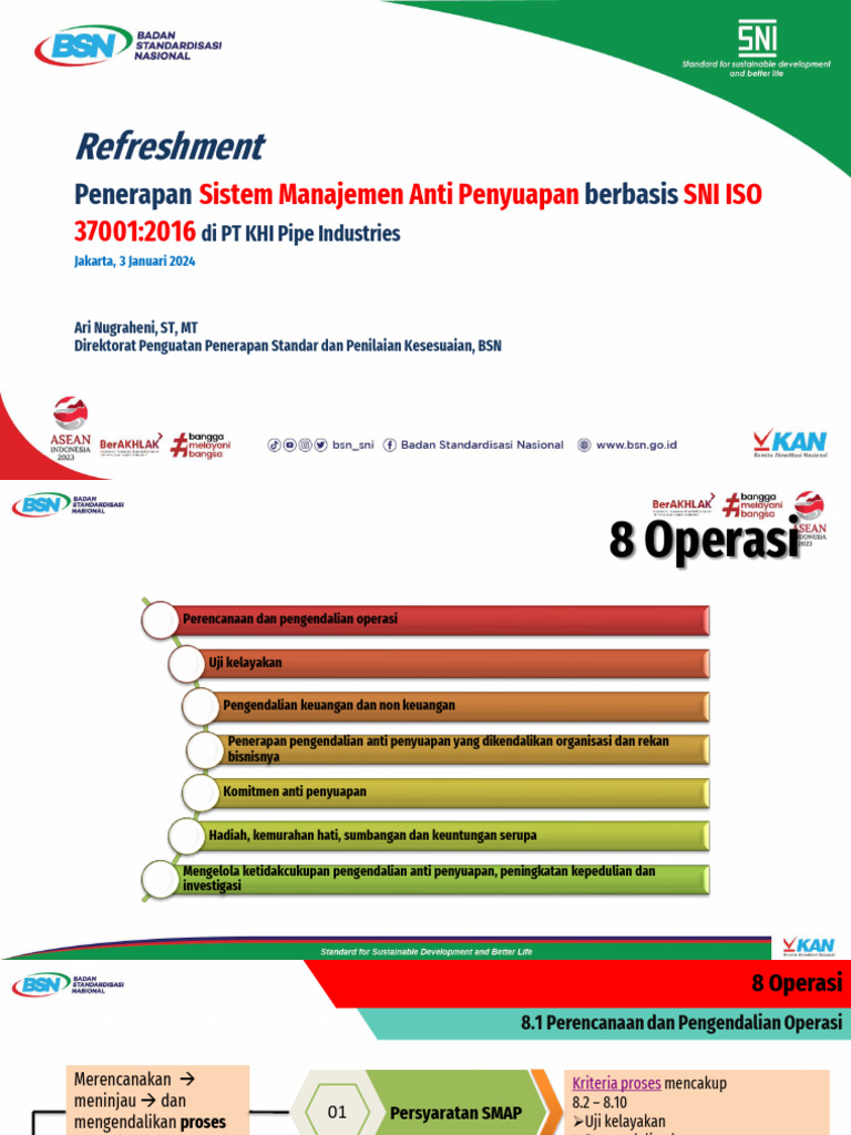 Refreshment SMAP SNI ISO 37001 KHI Pipe Industries, 3 Jan 2024 | PDF