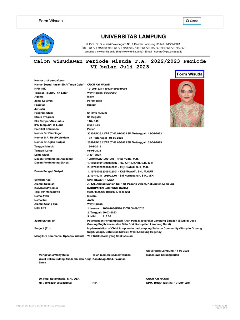 Form Wisuda | PDF