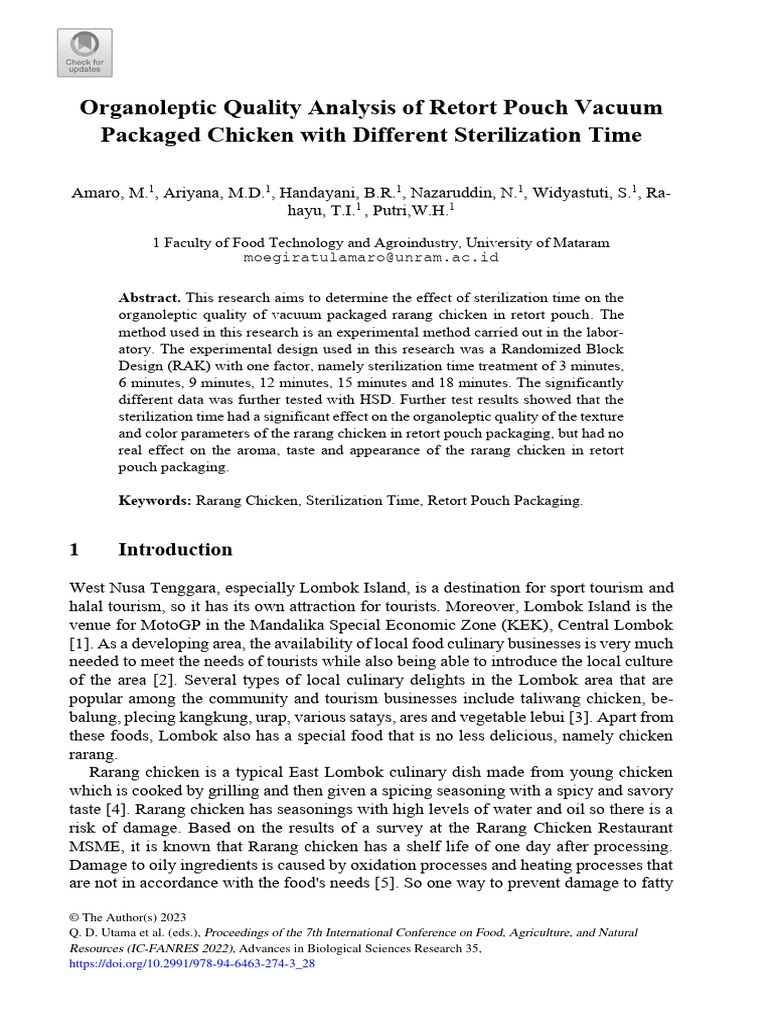 Chicken Retort | PDF | Aroma Of Wine | Sterilization (Microbiology)