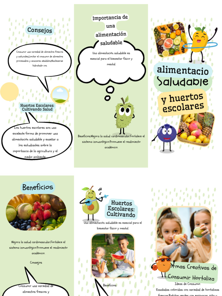 Folleto tríptico sobre los alimentos | Descargar gratis PDF | Alimentos | Vegetales