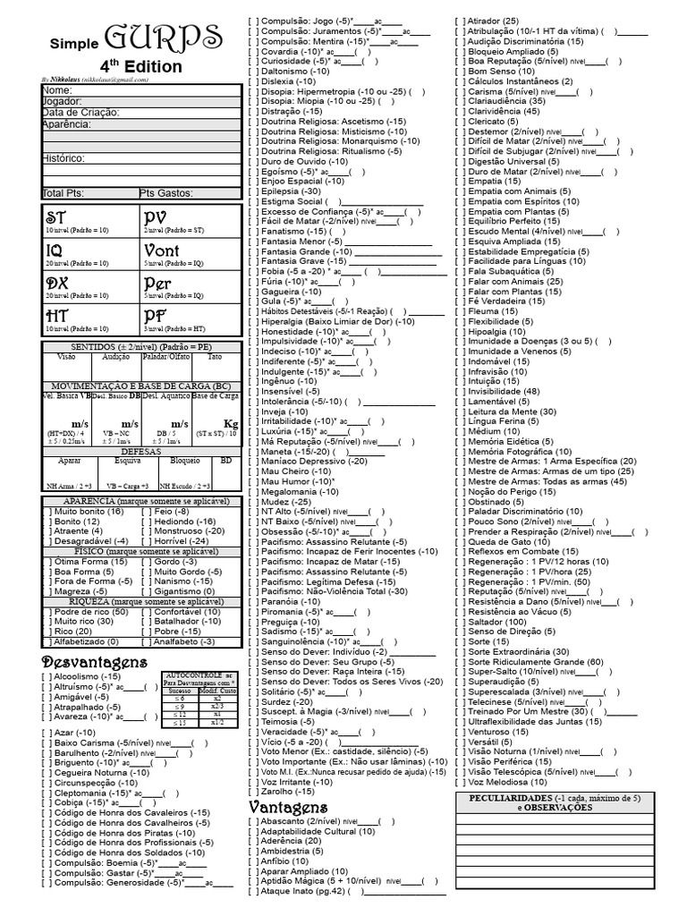 Simple GURPS 4a. Edicao - Fantasy - Completa | PDF