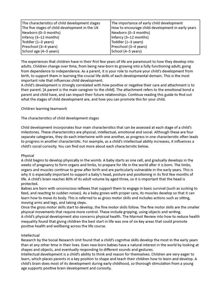 Schild Development Stages | PDF | Child Development | Infants