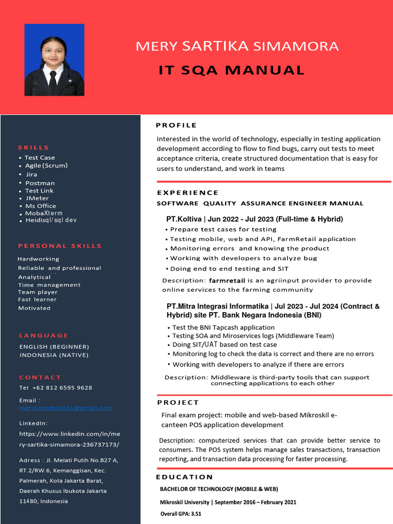 Mery Sartika Simamora QAQC Software Resume | Download Free PDF | Computing | Information ...
