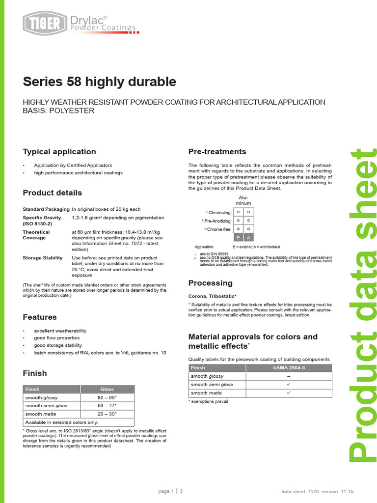 TIGER PDS Series58 1140 en | PDF | Coating | Materials