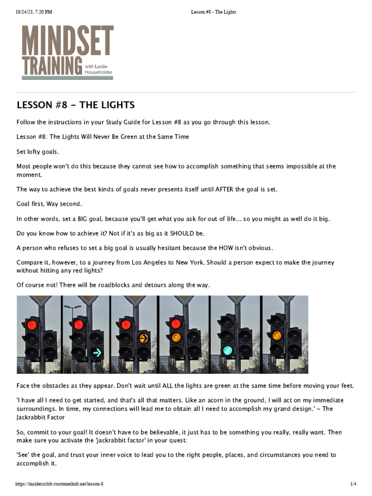 Lesson #8 - The Lights | PDF | Goal | Thought