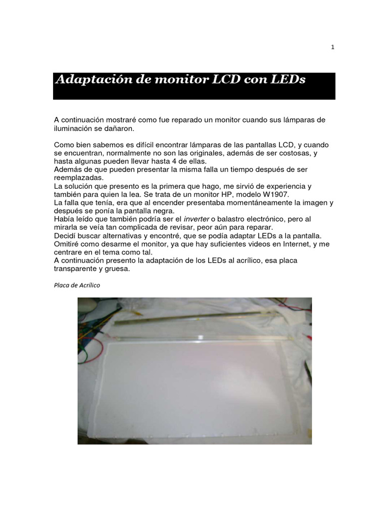 Adaptación de Iluminación LED A Monitor LCD Con CCFL Dañadas | Descargar gratis PDF | Diodo ...