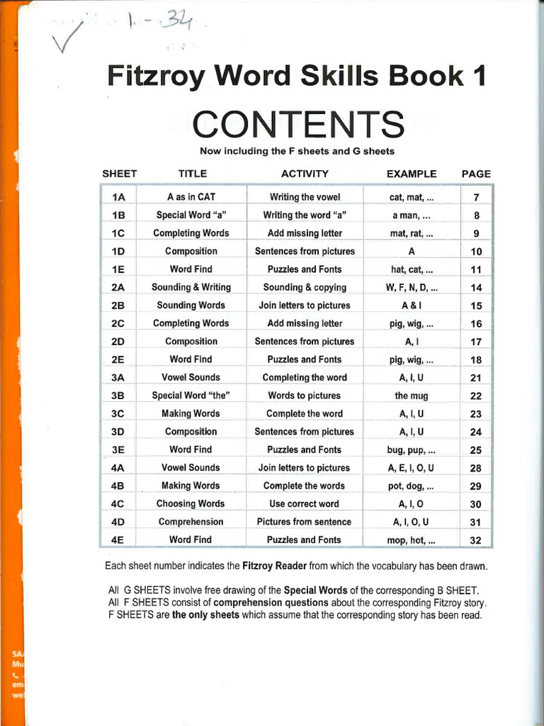 Fitzroy Word Skill Book | PDF