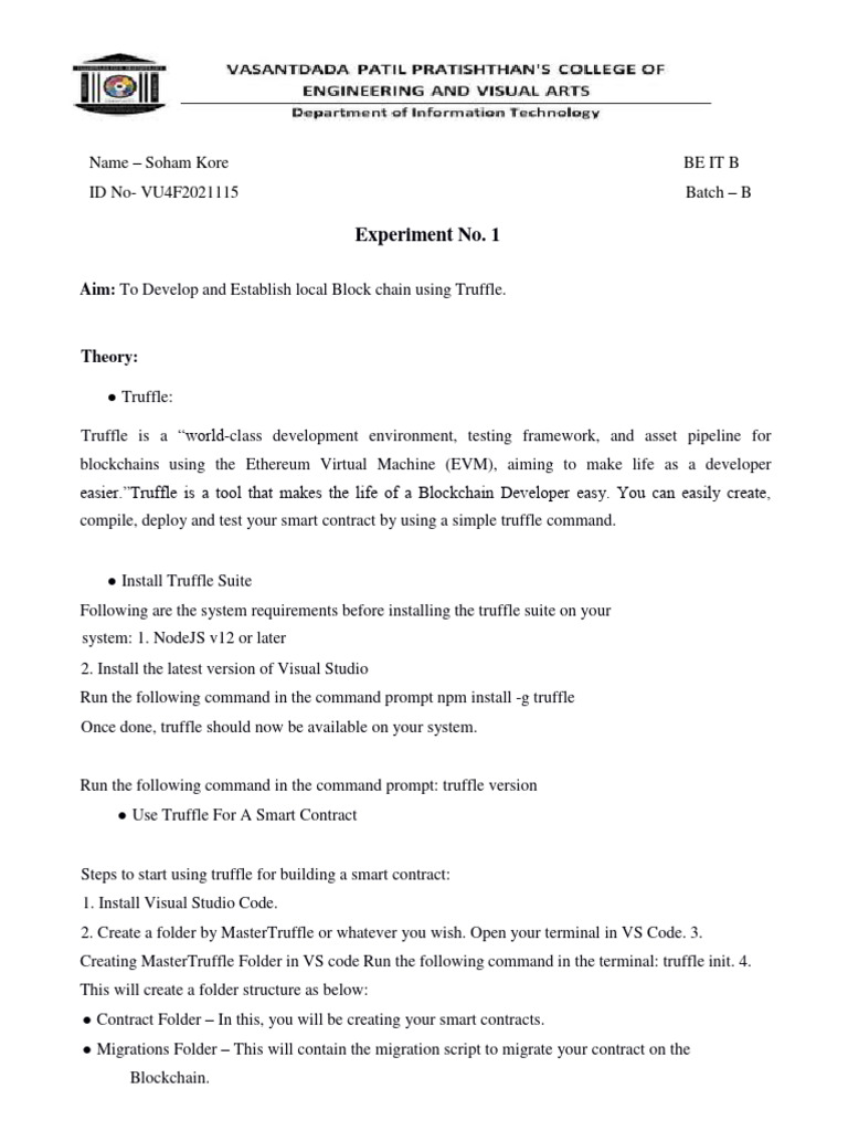 Blockchain Lab Soham Kore Exp1 | PDF | System Software | Computer Engineering