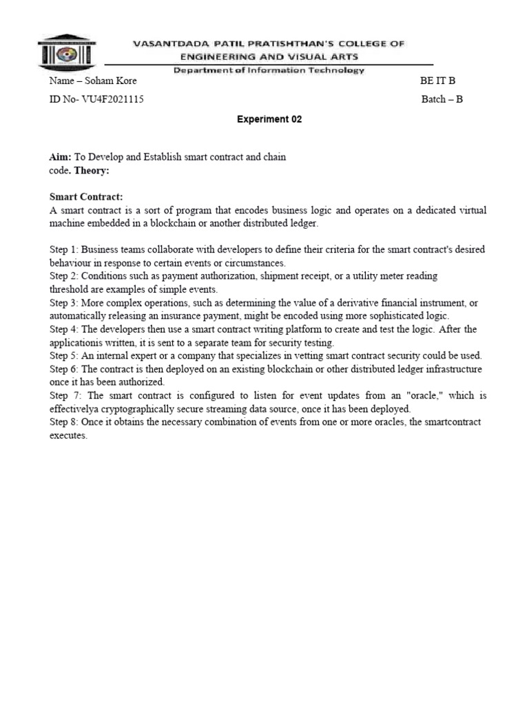 Blockchain Lab SOHAM KORE EXP-2 | PDF | Computer Science | Software ...