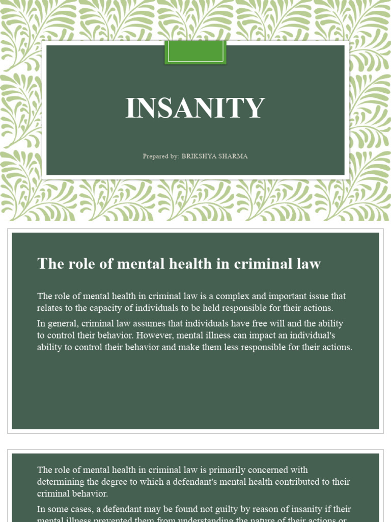 INSANITY | PDF | Insanity Defense | Mental Disorder