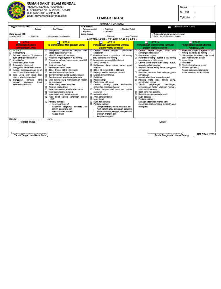 RM.2 Rev 1 2016 AUSTRALASIAN TRIAGE SCALE | PDF