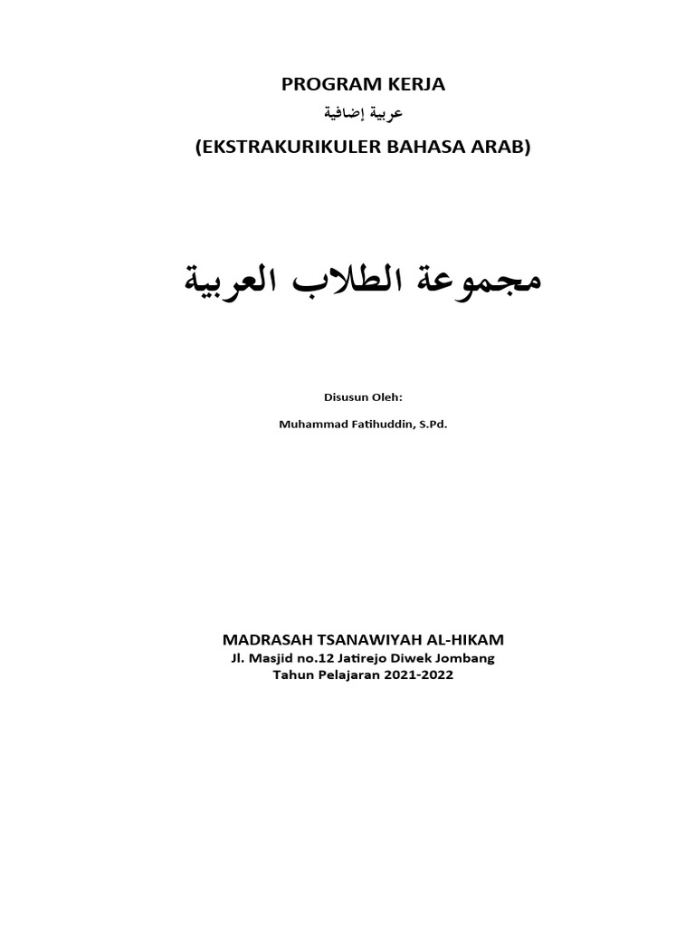 Program Kerja Eskul Bahasa Arab | PDF