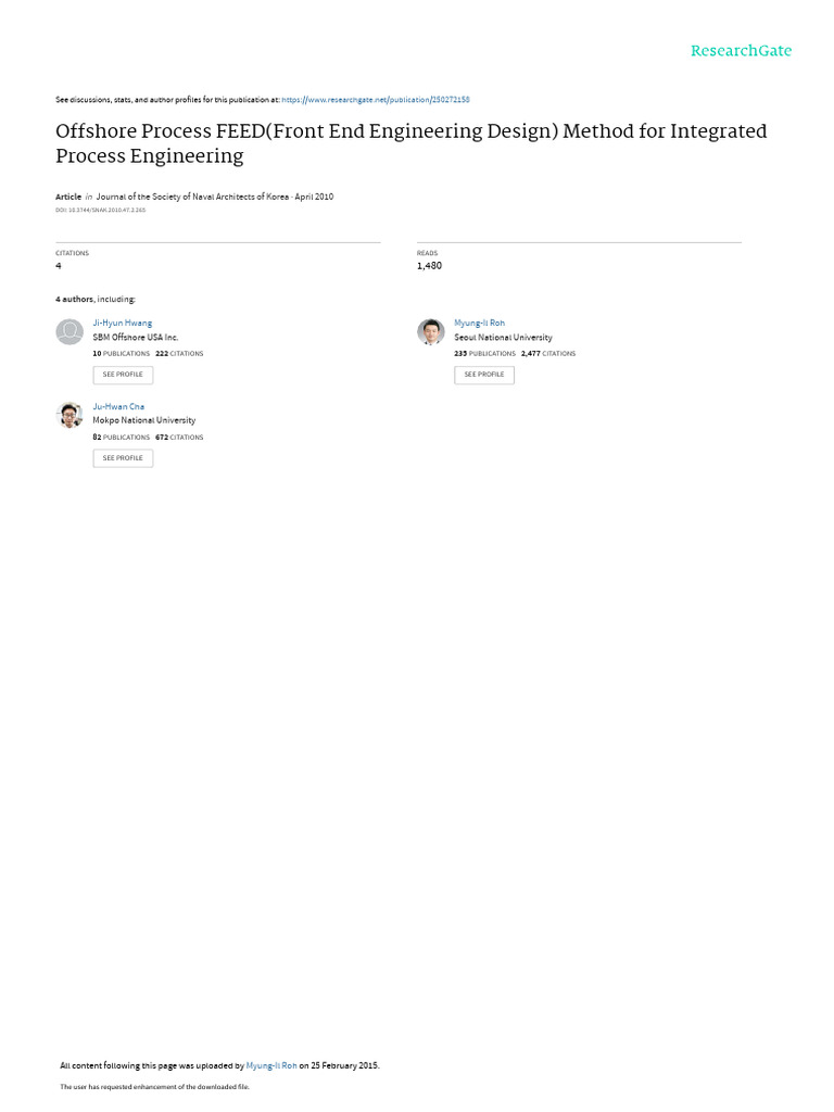 Offshore Process FEEDFront End Engineering Design | PDF