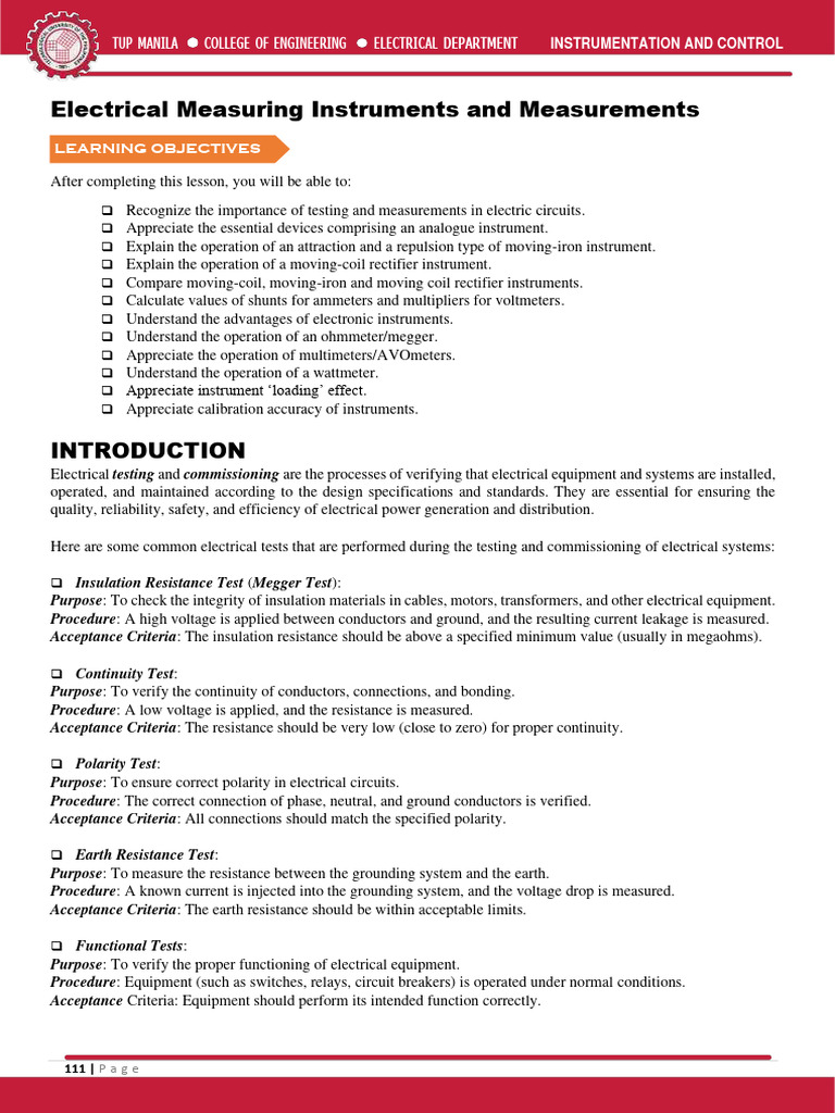 Electrical Instruments and Measurements | Download Free PDF | Voltage ...