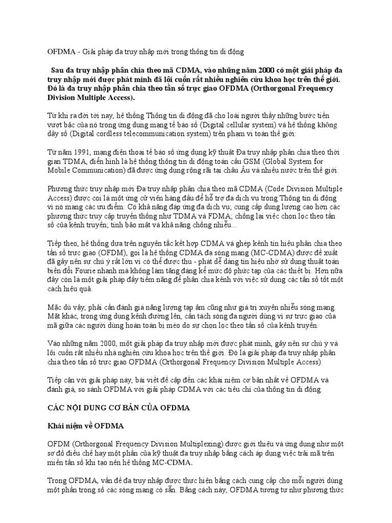 So Sánh Ofdma Và Mc-Cdma | PDF