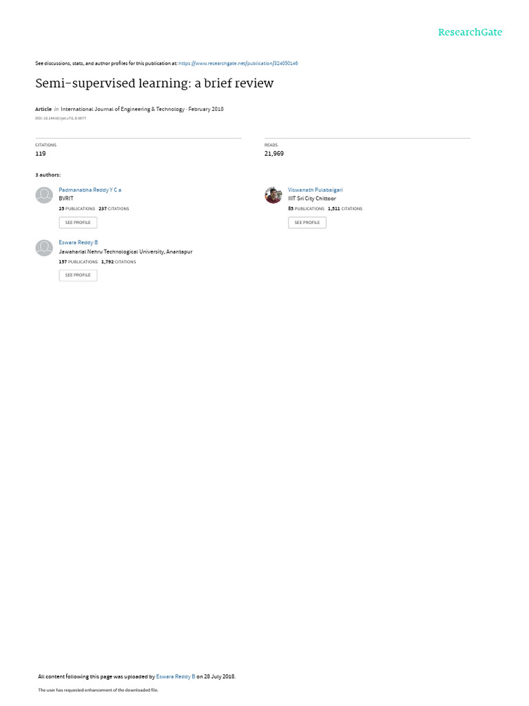 Semi-Supervised Learning A Brief Review | PDF | Machine Learning ...
