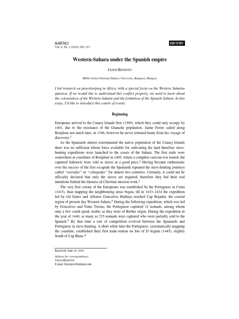 Besenyo-WS Under Spanish Empire | PDF | Western Sahara | Morocco