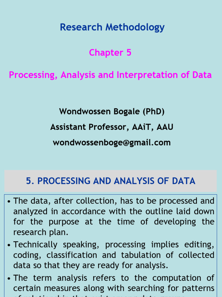 Chapter 5 - Scientific Research Methods - Processing, Analysis and Interpretation of Data | PDF ...