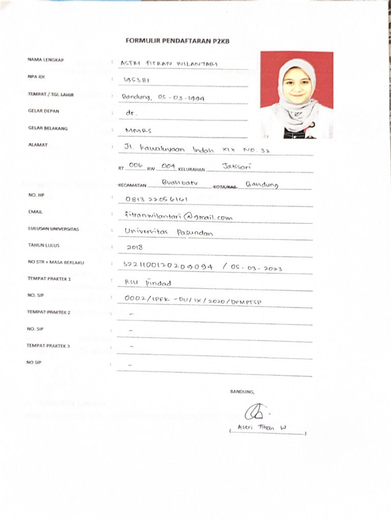 Formulir Pendaftaran P2KB | PDF