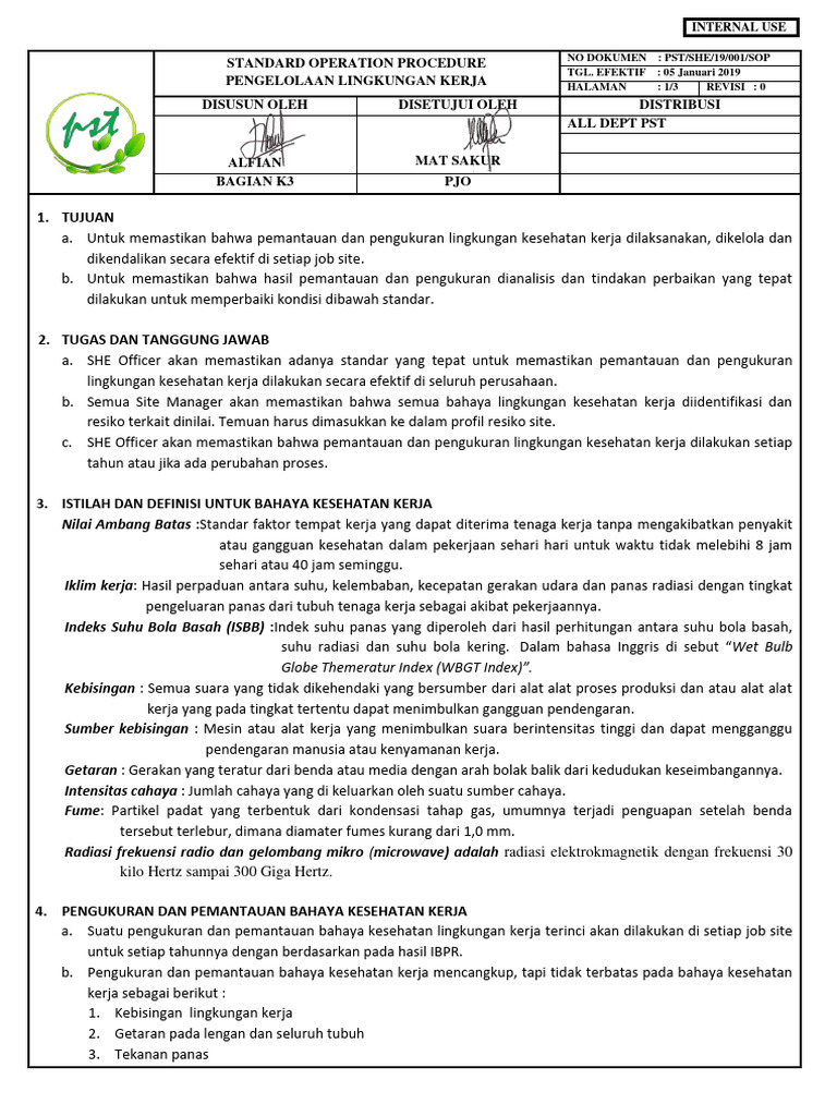 Sop - Pengendalian Lingkungan Kerja | PDF