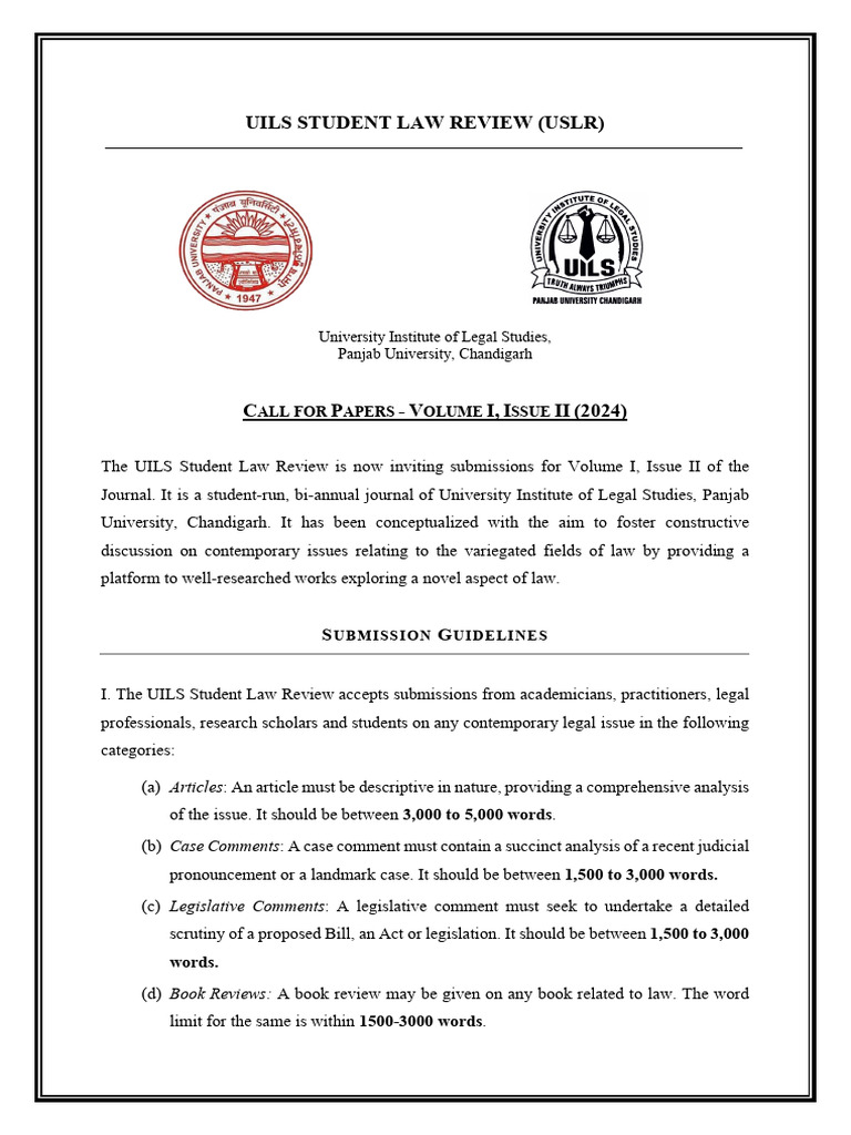 USLR Submission Guidelines | PDF | Law Review | Justice