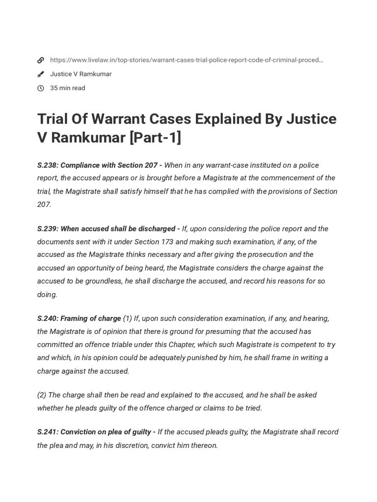 Warrant Case Trial Process Explained | PDF | Acquittal | Witness