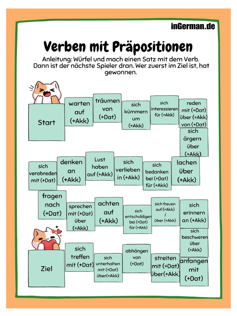 Brettspiel Verben Mit Prapositionen - 151118 | PDF