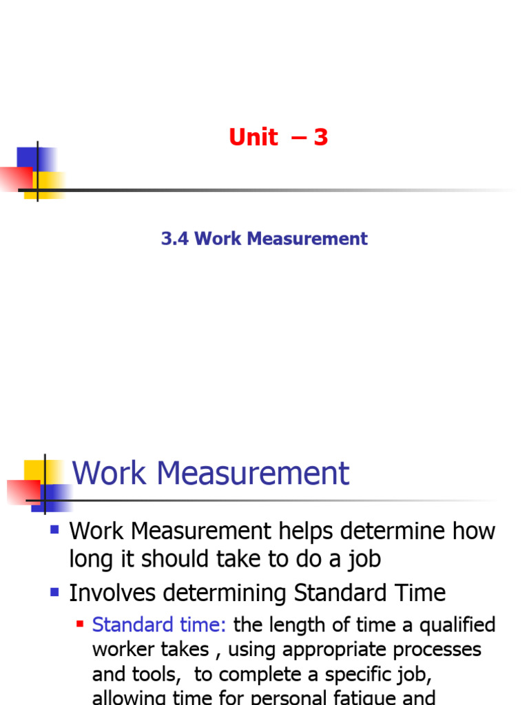 Unit - 3-4 Work Measurement | PDF | Incentive