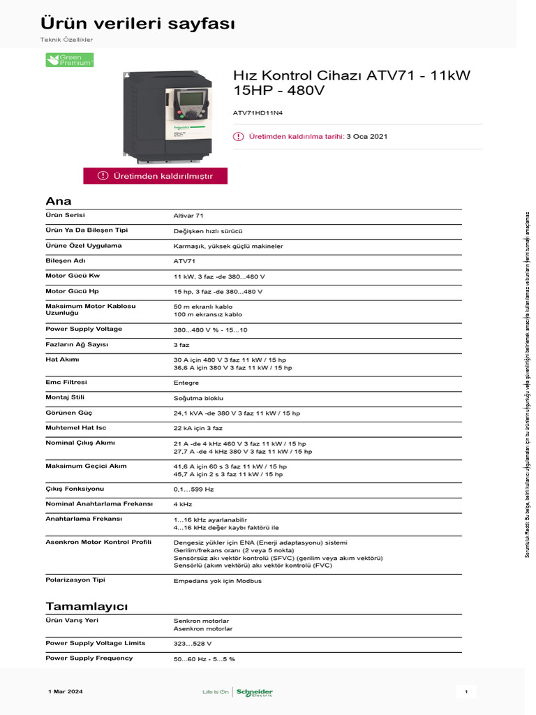 Schneider Electric - Altivar-71 - ATV71HD11N4 | PDF