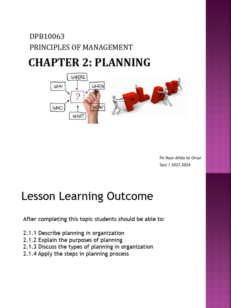 CHAPTER 2 - PLANNING - Sesi 1 2023 2024 - Students | PDF | Goal | Policy