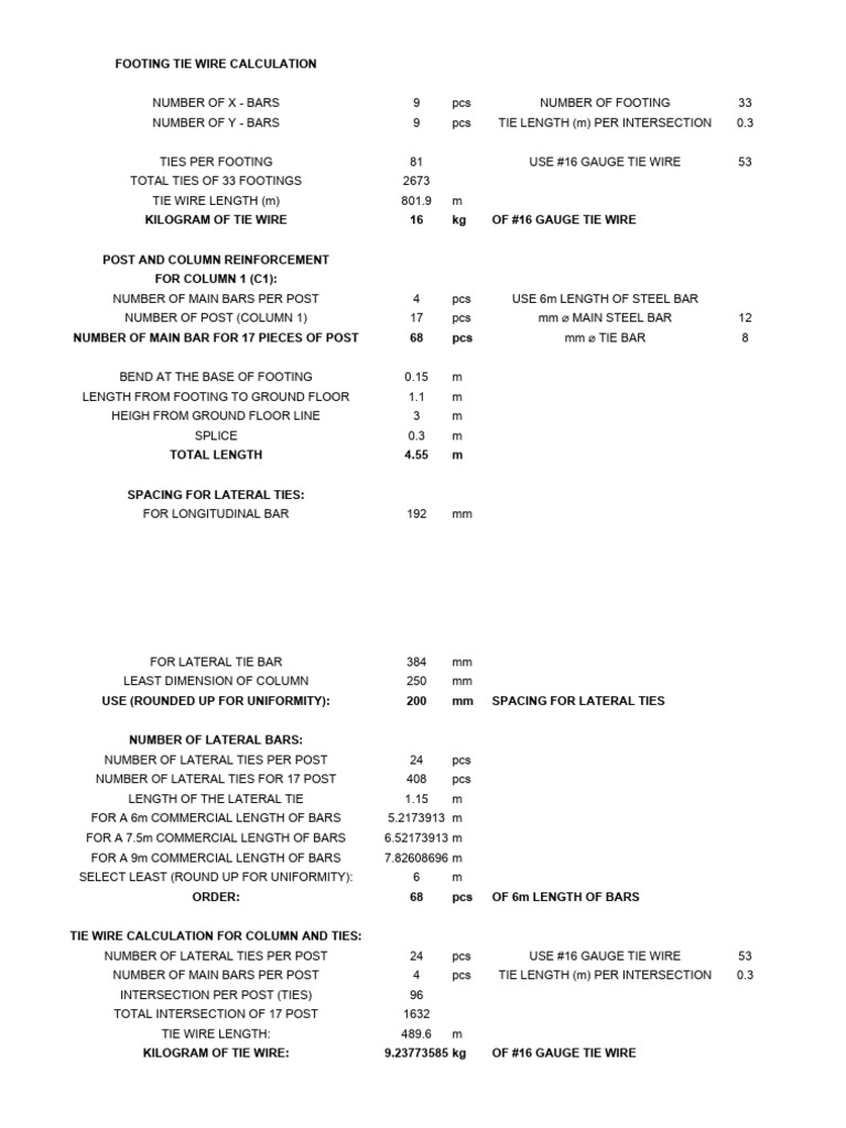 Excel for Qs | PDF | Column | Civil Engineering