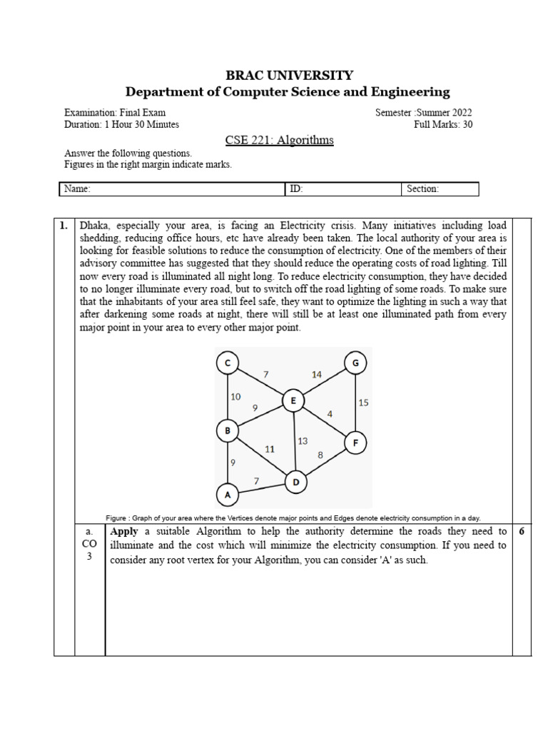 CSE221_Summer22-Final-Solution | Download Free PDF | Code | Dynamic Programming